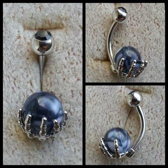 Jewelry | Skeleton Hand Stone Belly Ring | Poshmark